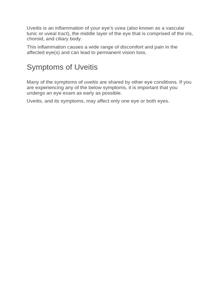 Understanding Uveitis Symptoms | PDF