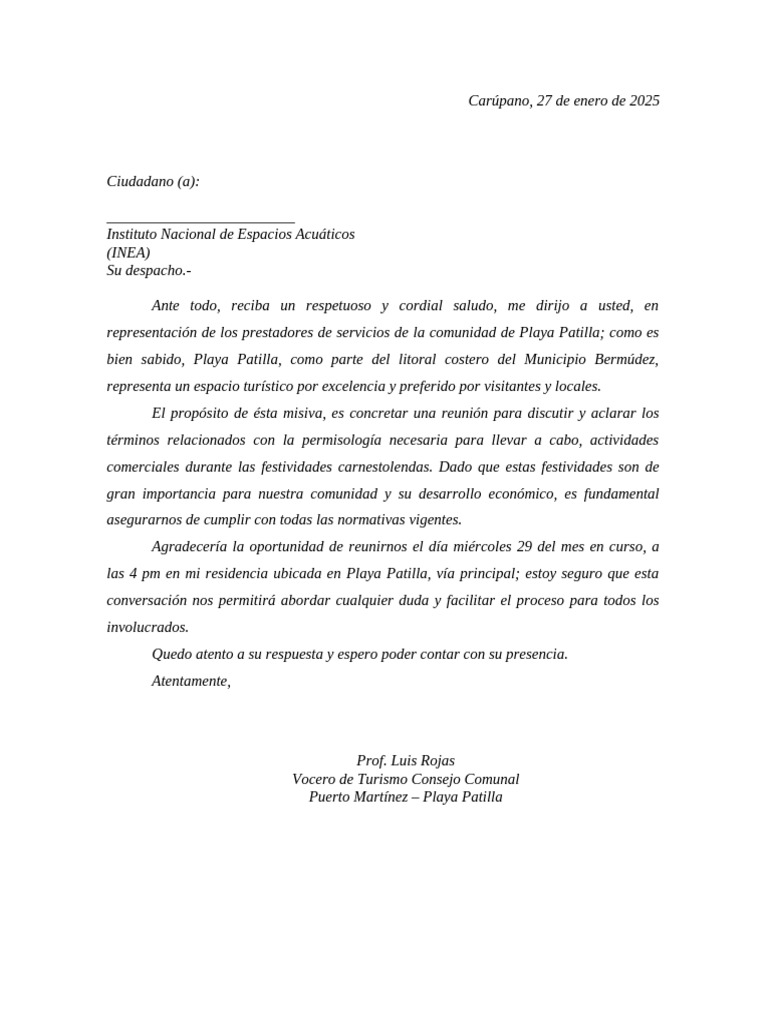 Carta Luis Rojas | PDF