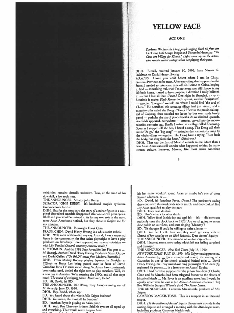 Yellow Face Script | PDF