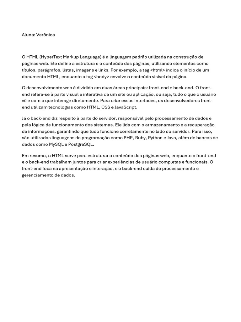 O HTML (HyperText Markup Language) É A Linguagem Padrão Util | PDF