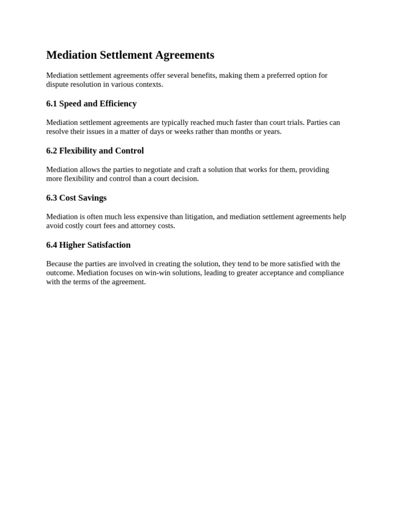 Mediation Settlement Agreements | PDF