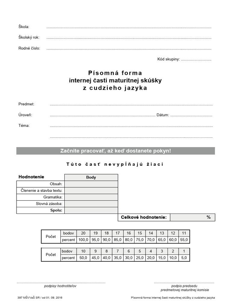 Vzorový Hárok Na Sloh ANJ | PDF