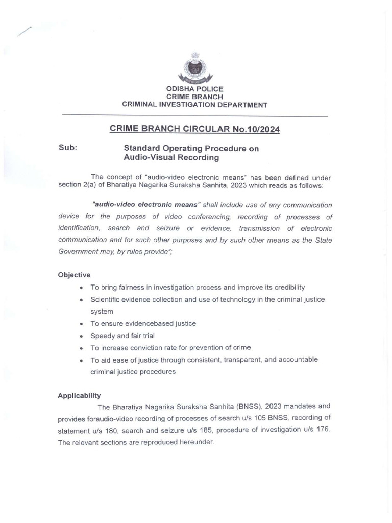 CB Circular 10-2024 Regarding SOP On Audio Visual Recording | PDF
