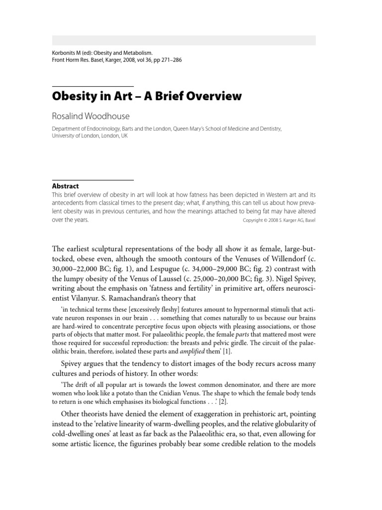 Obesity in Art - A Brief Overview | PDF
