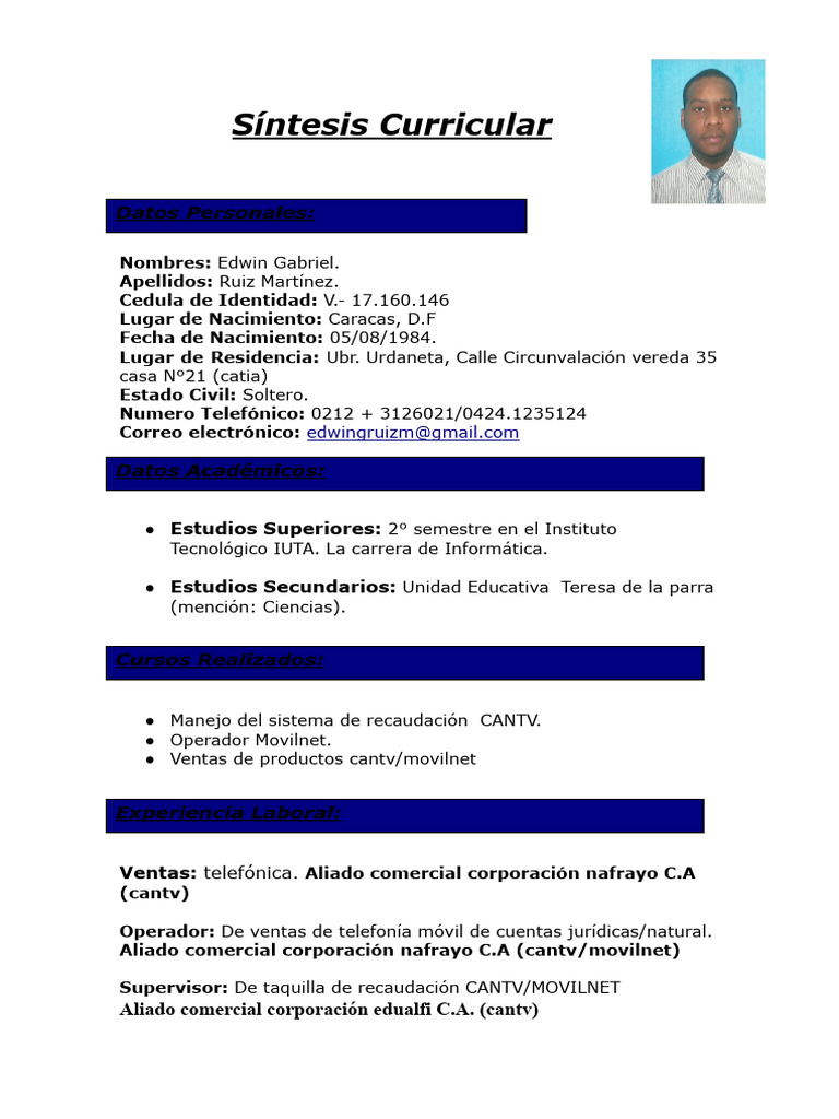 Curriculum Edwin Nuevo (1) - 1 | PDF