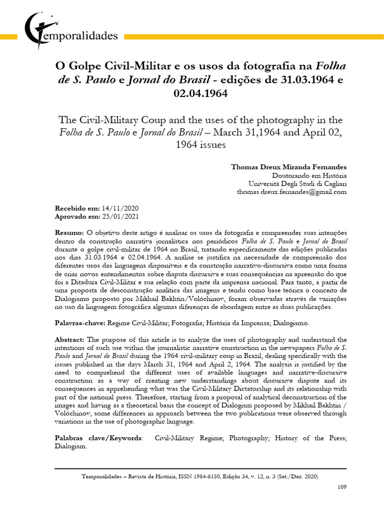 FERNANDES - O Golpe Civil-Militar e os usos da fotografia na FolhadeS.Paulo e JornaldoBrasil ...