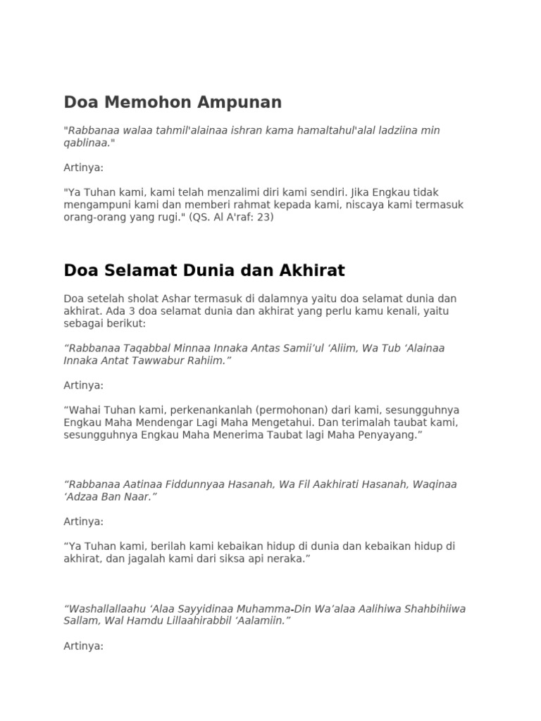 Doa Memohon Agar Rajin Beribadah | PDF