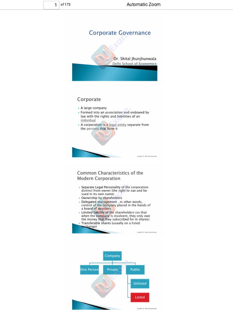 Corporate Governance Notes Du DuExam | PDF