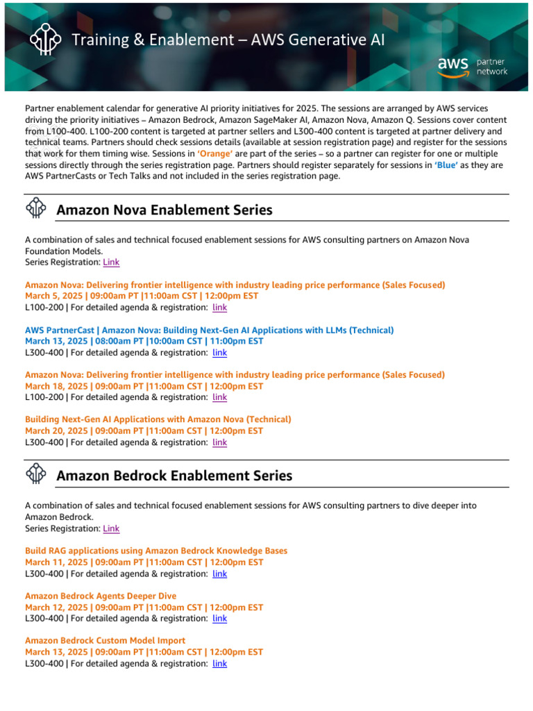 Generative AI - Partner Enablement Sessions March-April 2025 | PDF | Amazon Web Services ...
