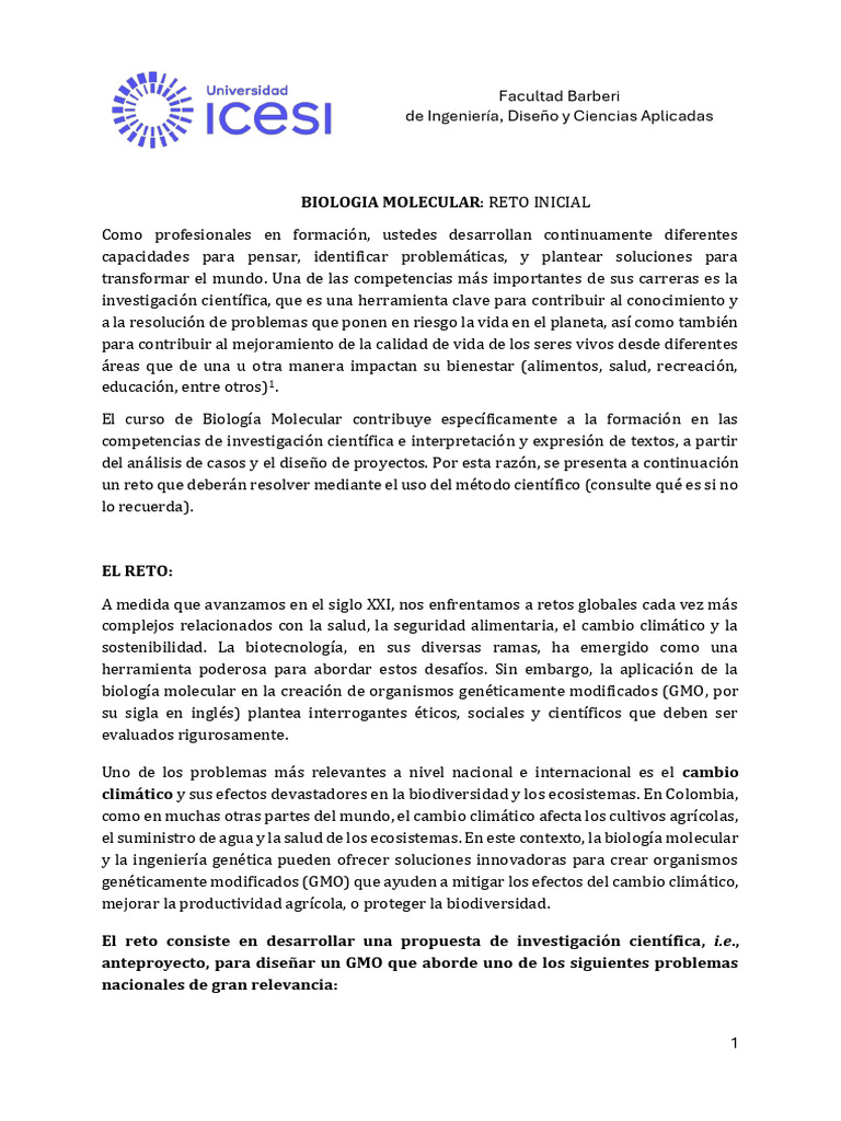Reto Inicial | PDF | Organismo genéticamente modificado | Agricultura