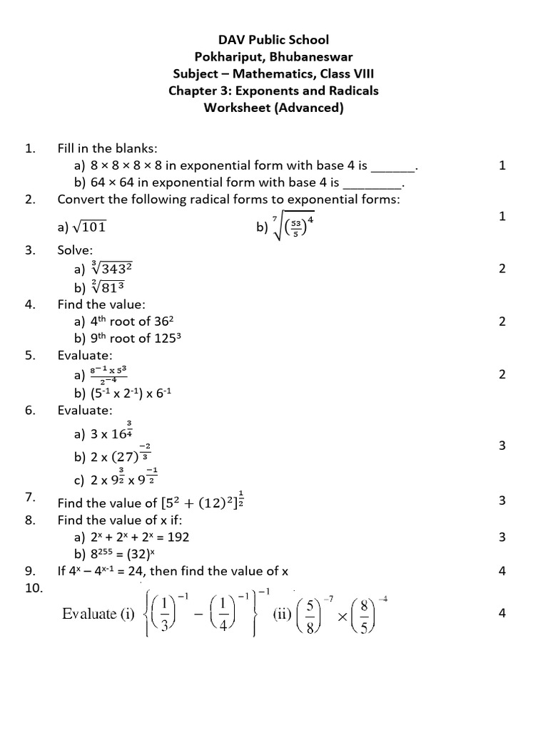 cls-8 Advanced Worksheet | PDF