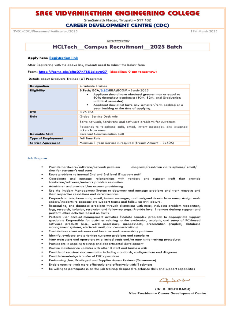 HCLTech Graduate Trainee Recruitment 2025 | PDF | Computing ...