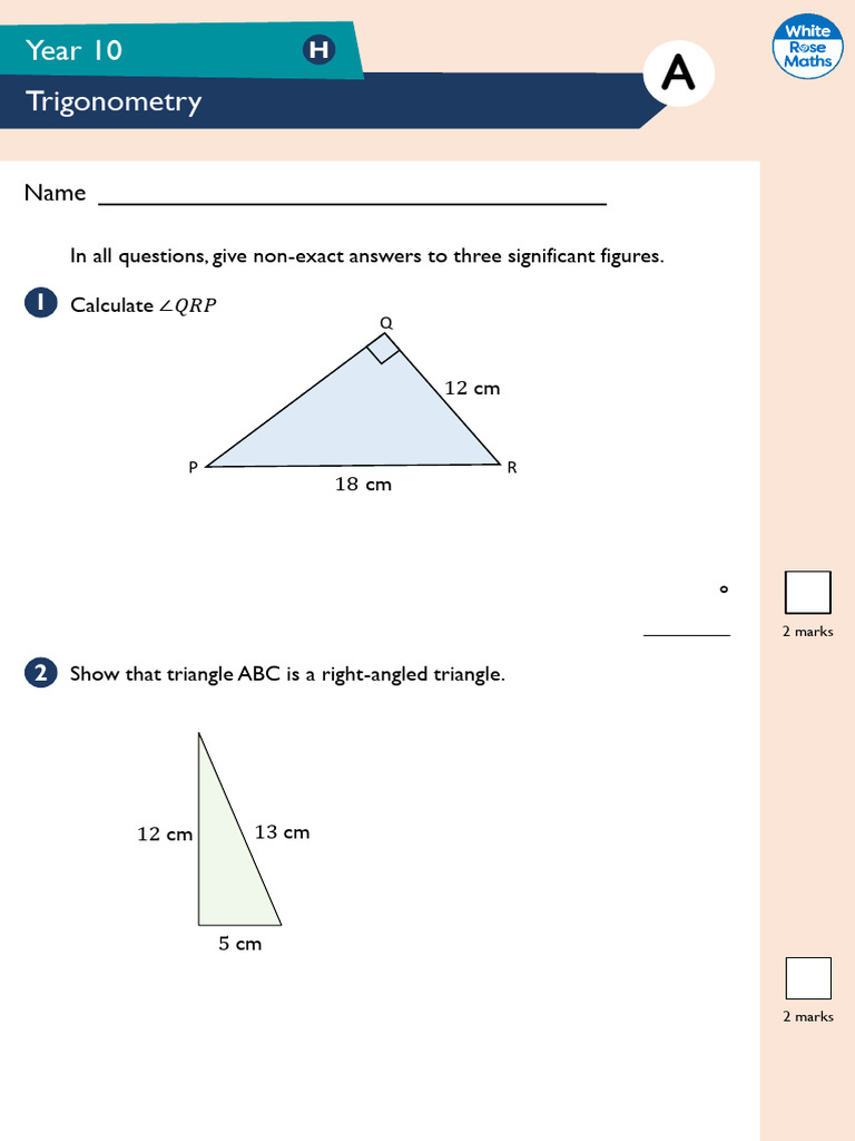 Year 10 Autumn 2 Trigonometry Higher A | PDF | Trigonometry | Geometric ...