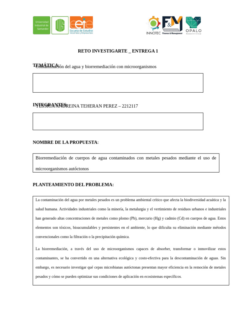Formato Entregable 1 - Reto InvestigARTE | PDF | Agua | Contaminación