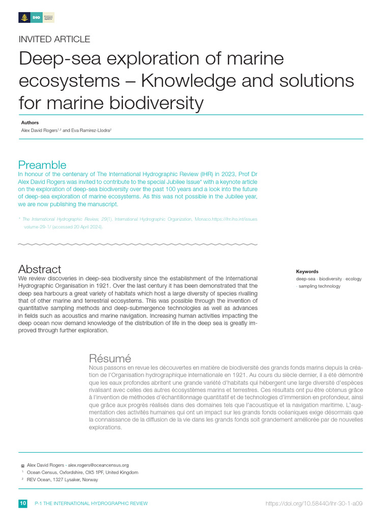 Deep-sea exploration of marine ecosystems IHR | PDF | Trawling | Deep Sea