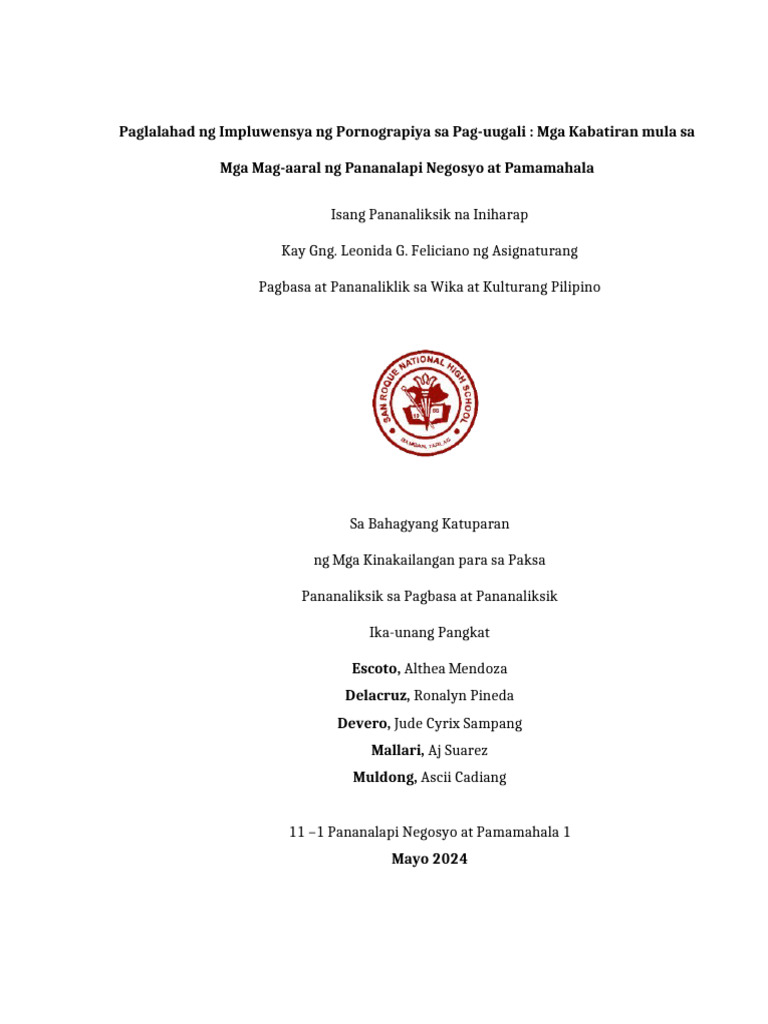 Pagbasa Research Group 1 | PDF