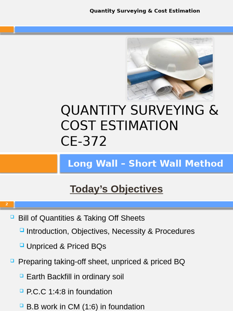Lec 2 Cost Est Long Wal Short Wall Method-1 | PDF | International ...