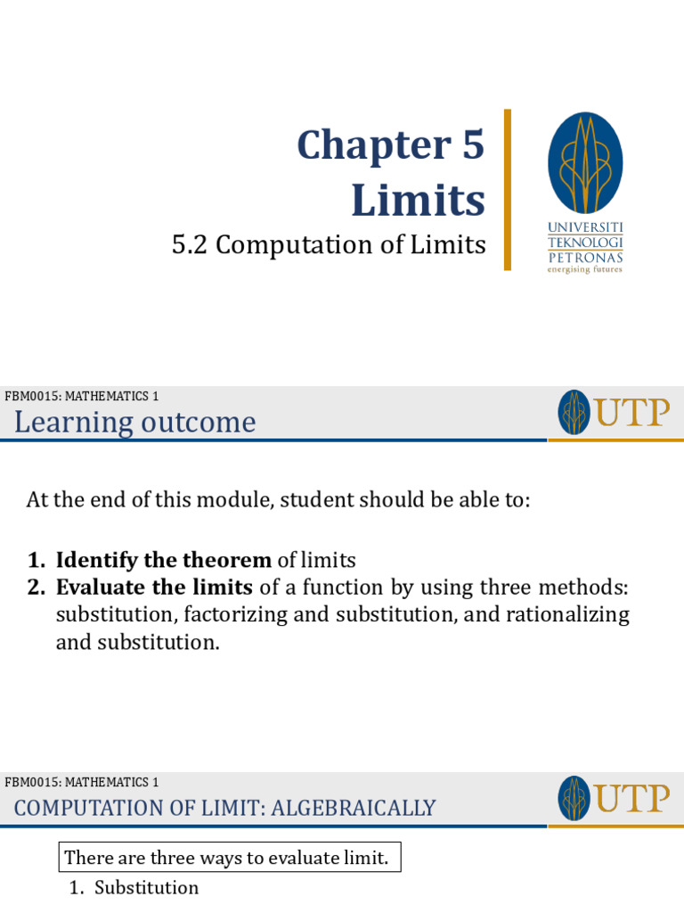 5.2 Computation of Limits | PDF | Polynomial | Factorization