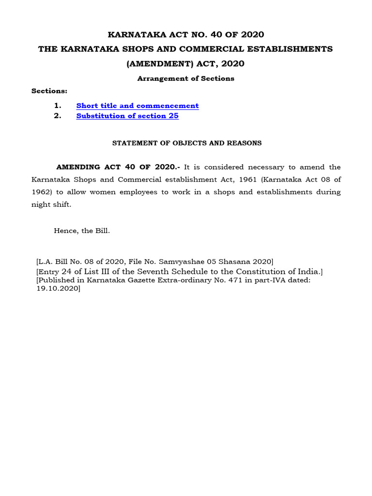 Karnataka Amendment Act 2020 | PDF | Justice | Crime & Violence