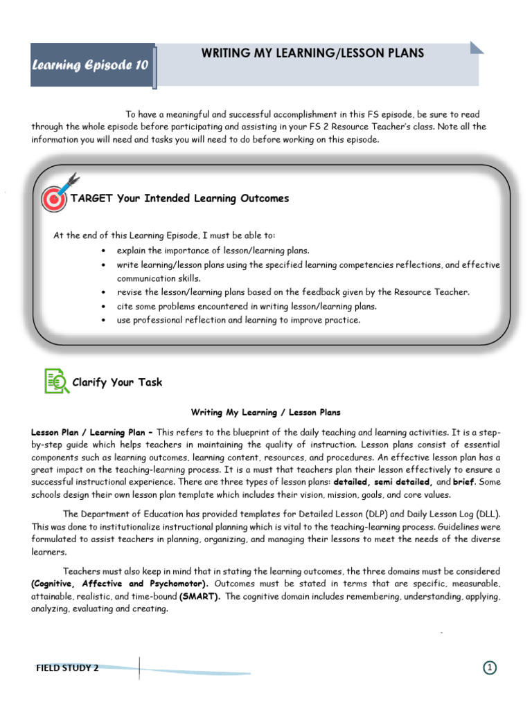 Field Study Learning Episode 10 | PDF | Lesson Plan | Learning