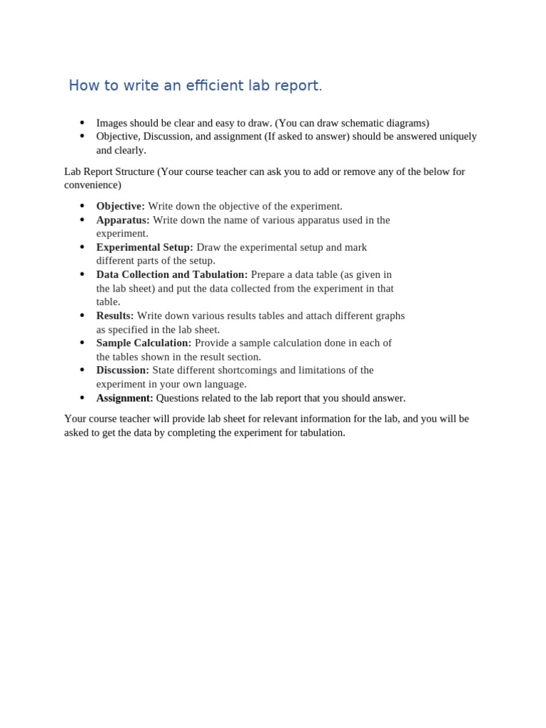 How To Write An Efficient Lab Report | PDF