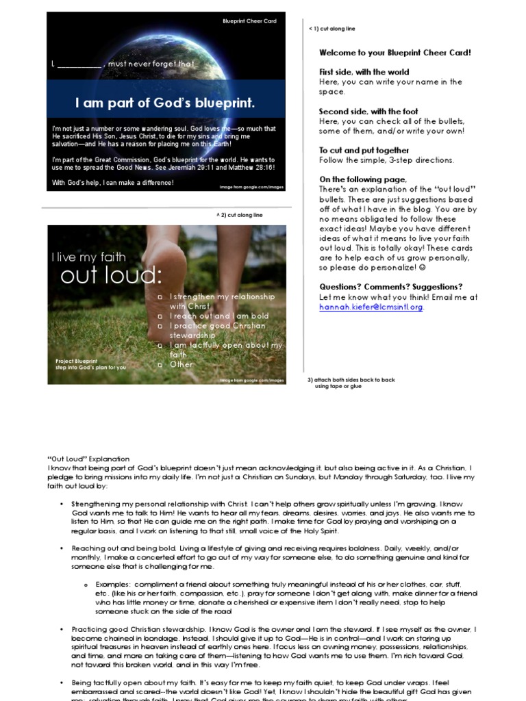 Blueprint Cheer Card | PDF | Faith | God