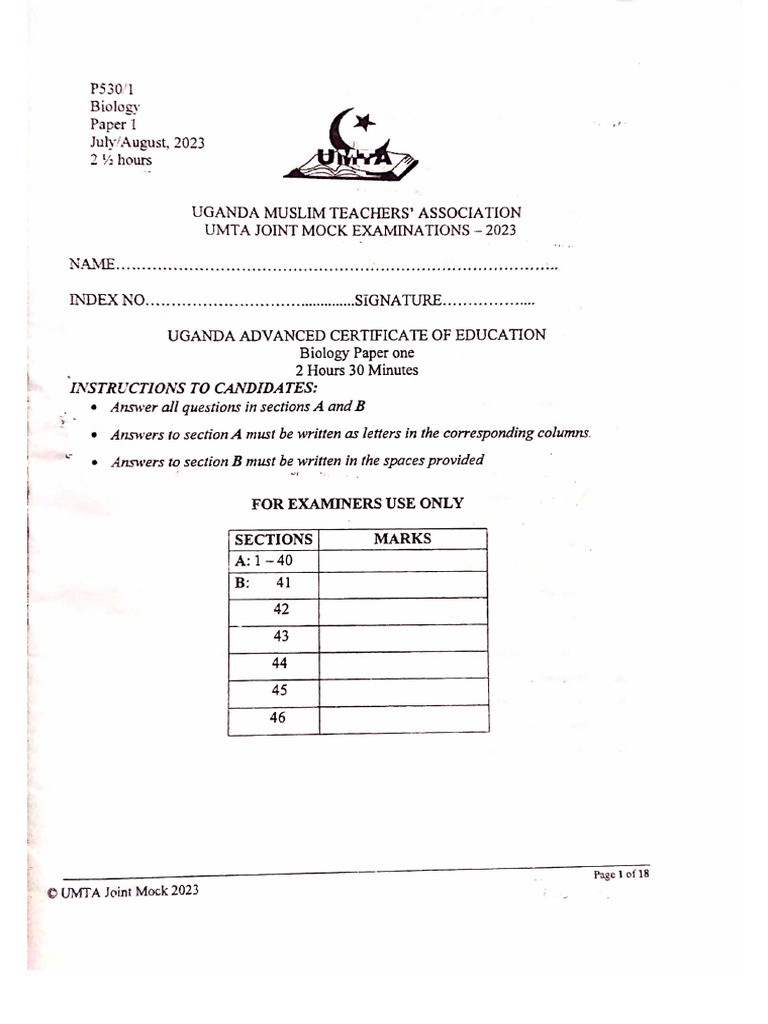 Umta Uace Bio 1 2023 | PDF