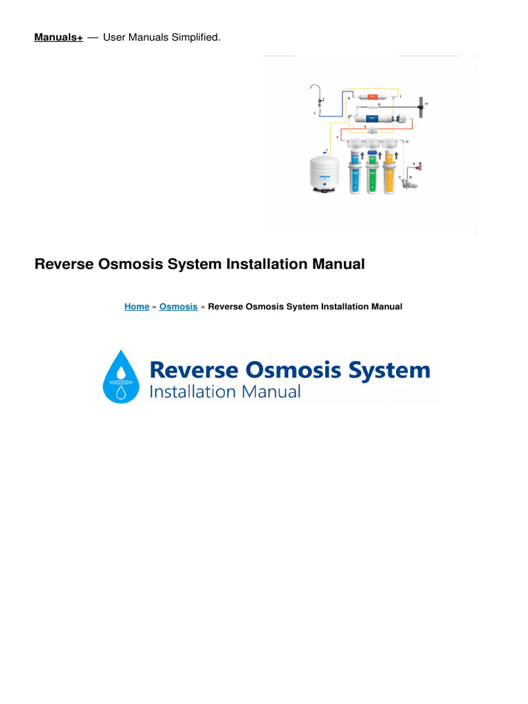 Reverse Osmosis System Installation Guide | PDF | Pipe (Fluid ...
