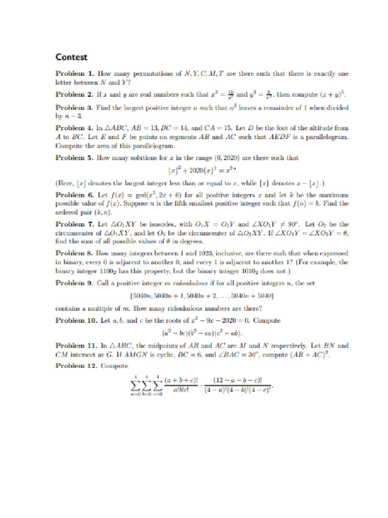 1 - 4 Senior Math Club | PDF