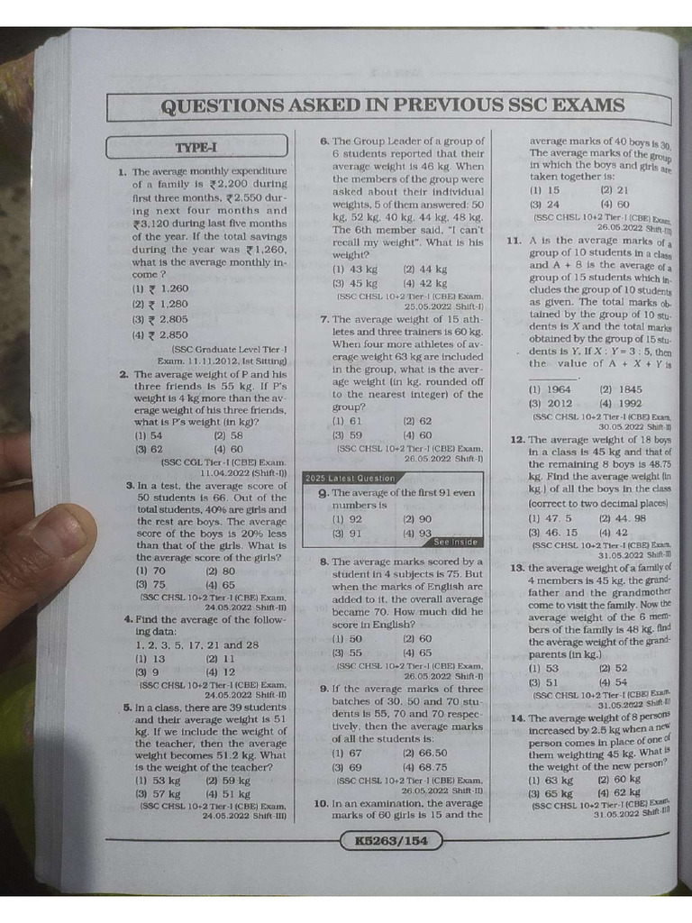 Average Practice Questions | PDF