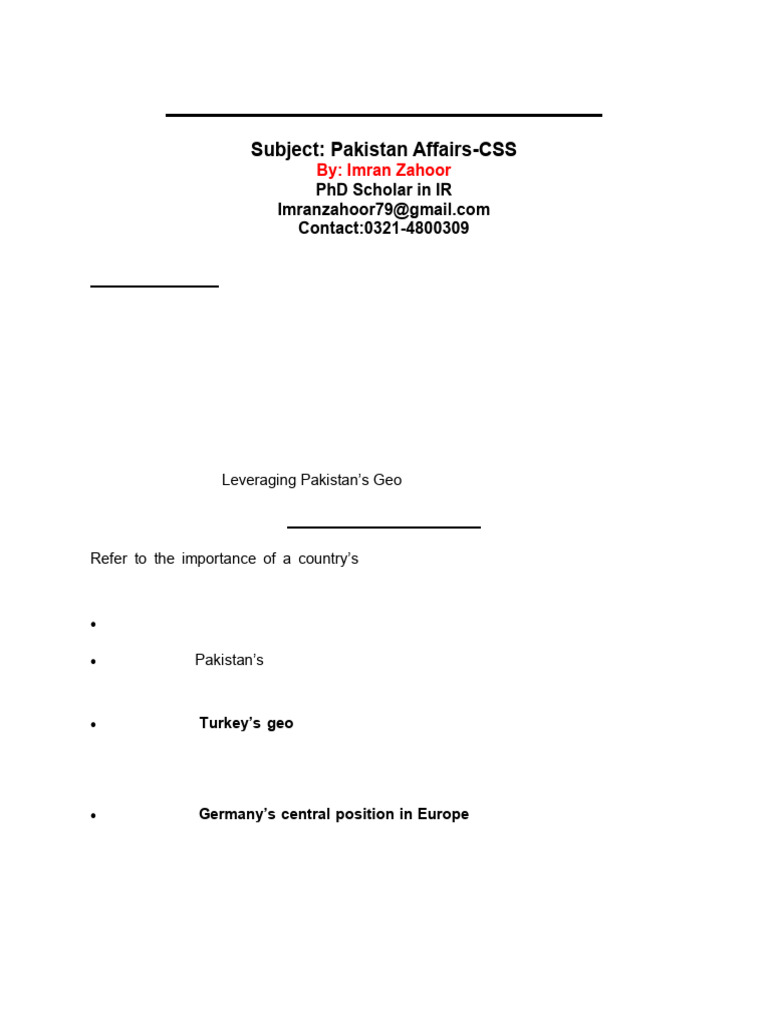 Lecture Notes Significance of Location of Pakistan | PDF | Pakistan ...