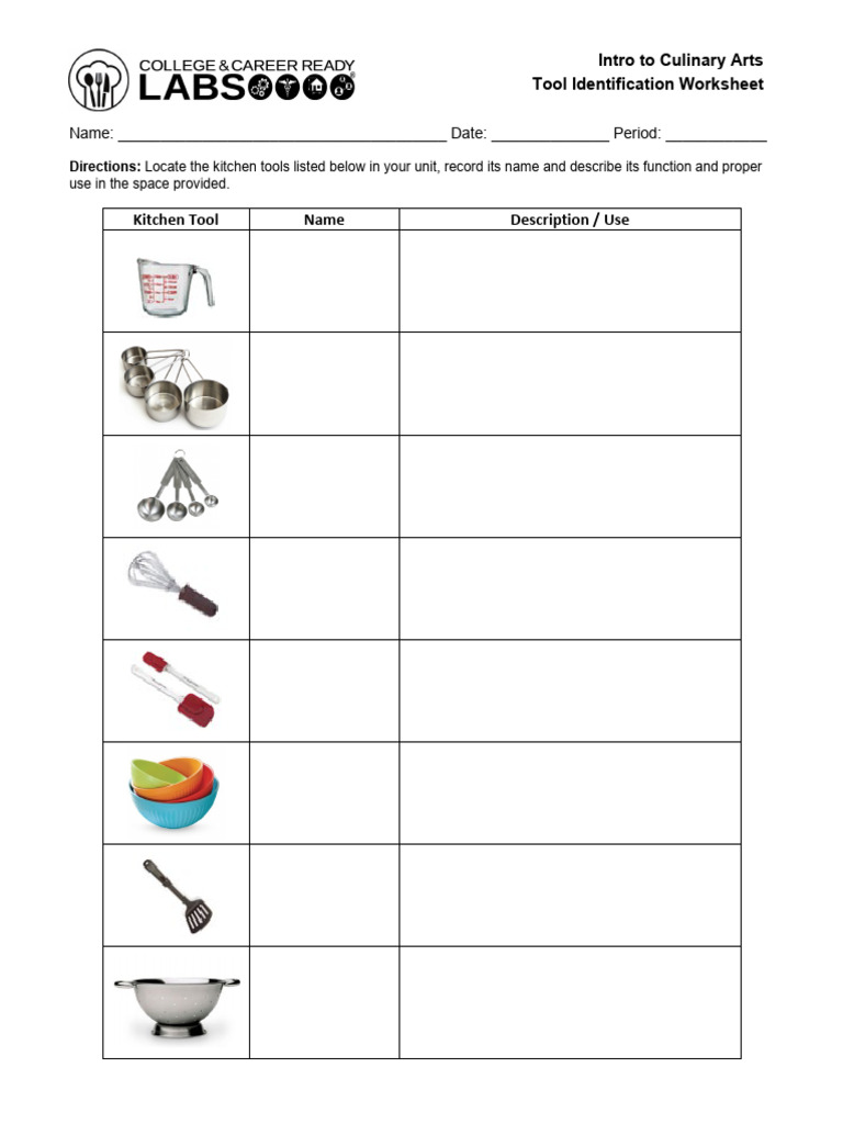 Kami Export - Tool Identification Worksheet | PDF | Food And Drink ...