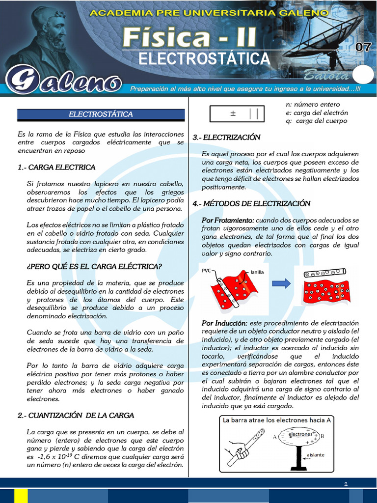 Introducción a la Electrostática y Carga Eléctrica | PDF | Carga ...