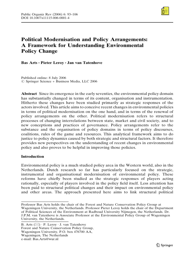 Arts, B. Et Al. (2006) - Political Modernisation and Policy ...