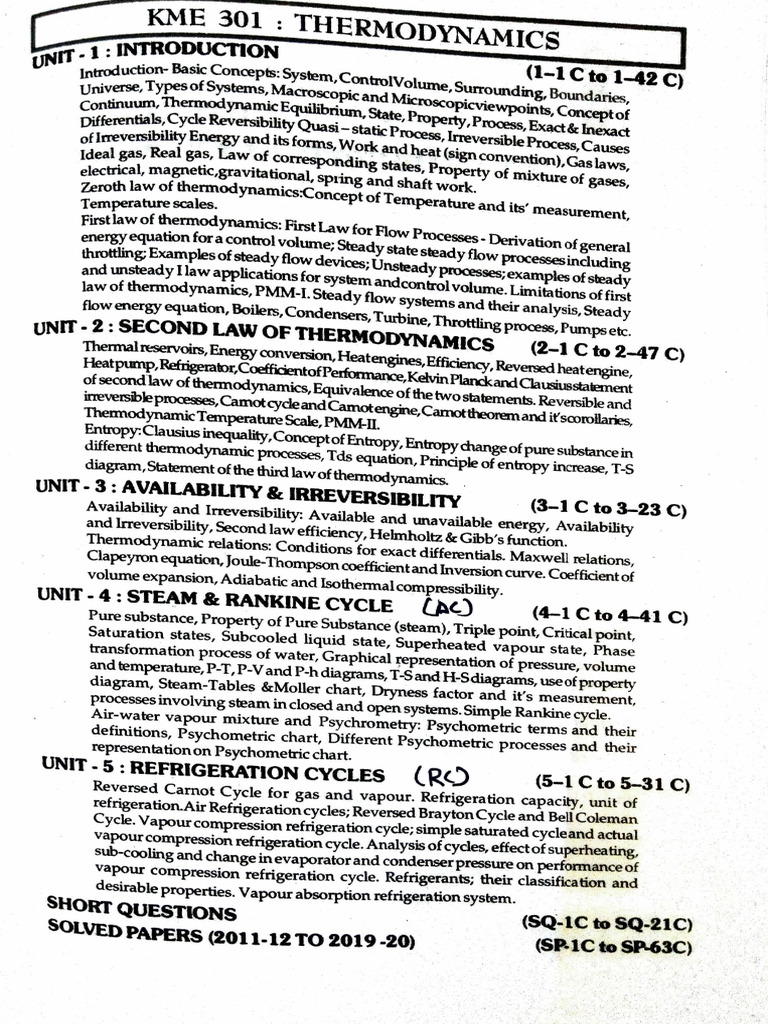 Book Notes Unit 1 | PDF | Thermodynamics | Entropy