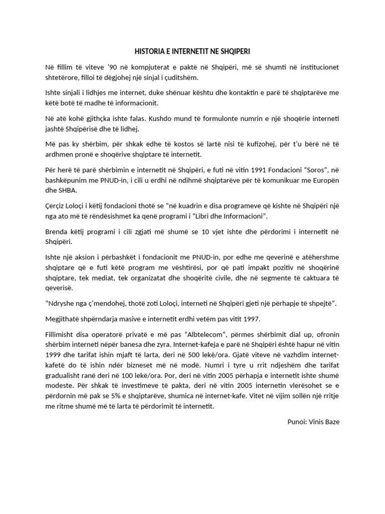 Historia e Internetit Ne Shqiperi | PDF