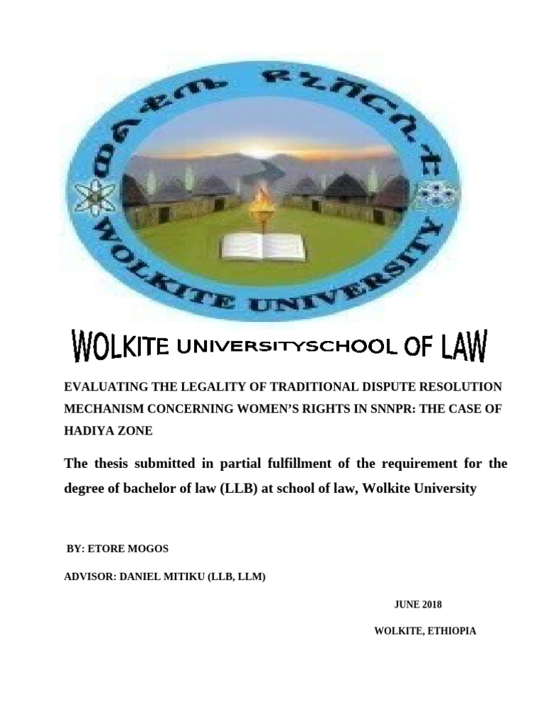 Evaluating The Legality of Traditional Dispute Resolution Mechanism ...
