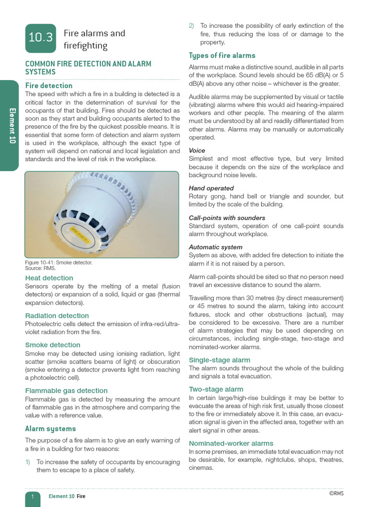 E10.3 - Fire alarms and firefighting | PDF | Fires | Safety