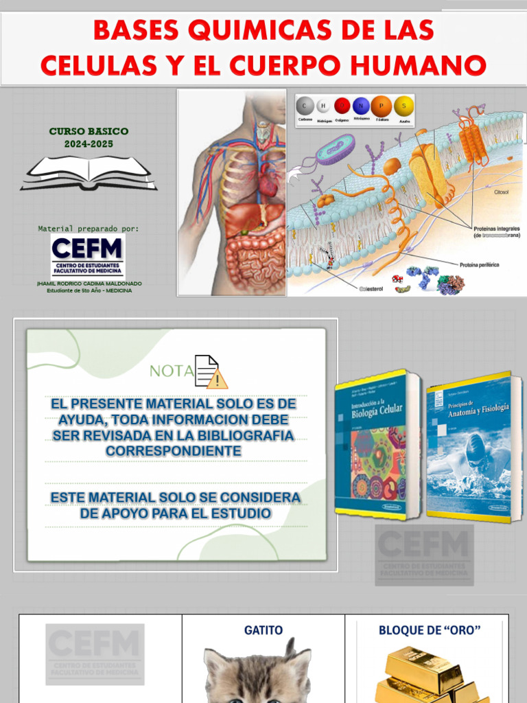 Bases Quimicas de Las Celulas y El Cuerpo Humano 01 (CEFM) | PDF ...