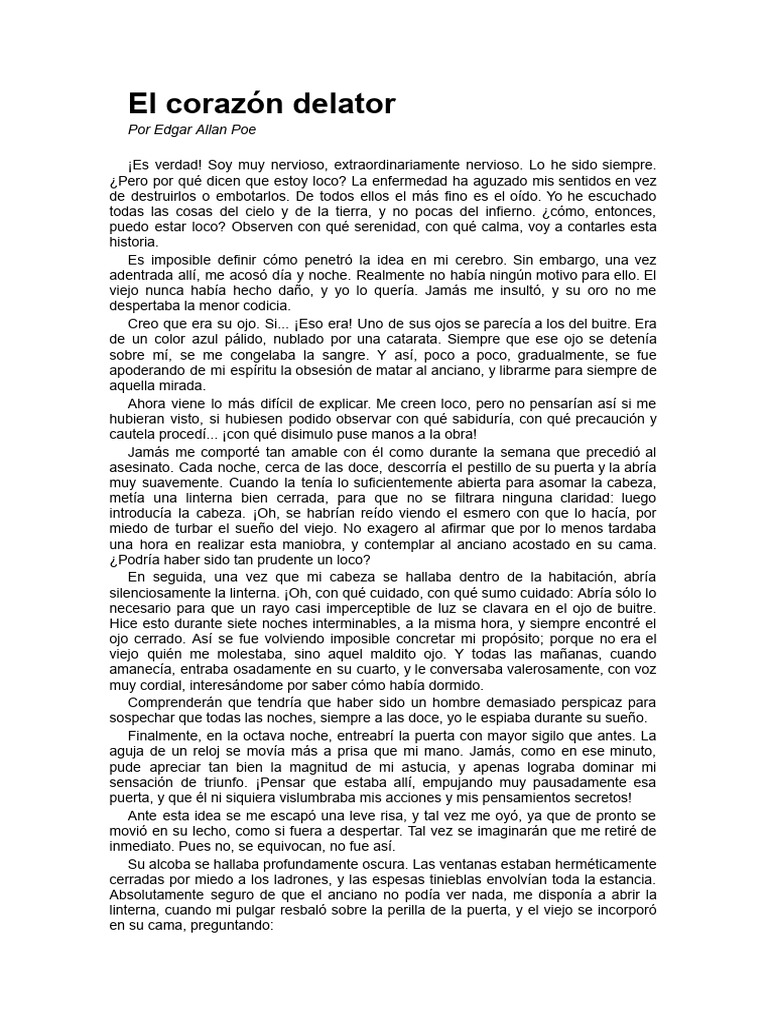 Cuento El Coraz-N Delator | PDF
