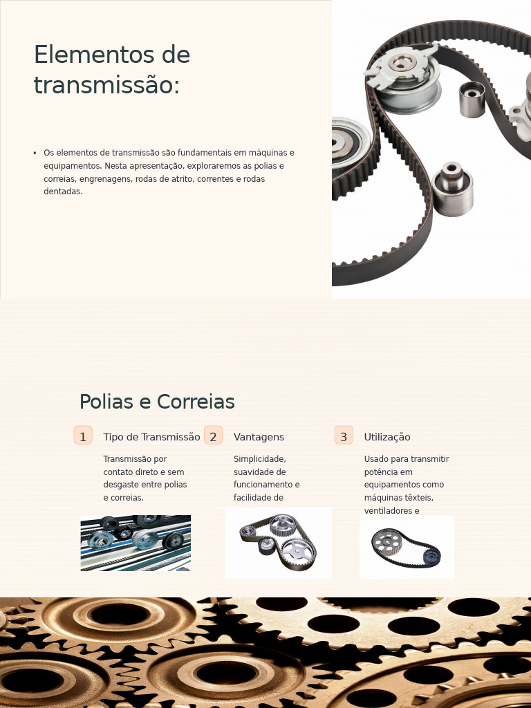 Elementos de Transmissao Polias e Correias Engrenagens Rodas de Atrito ...