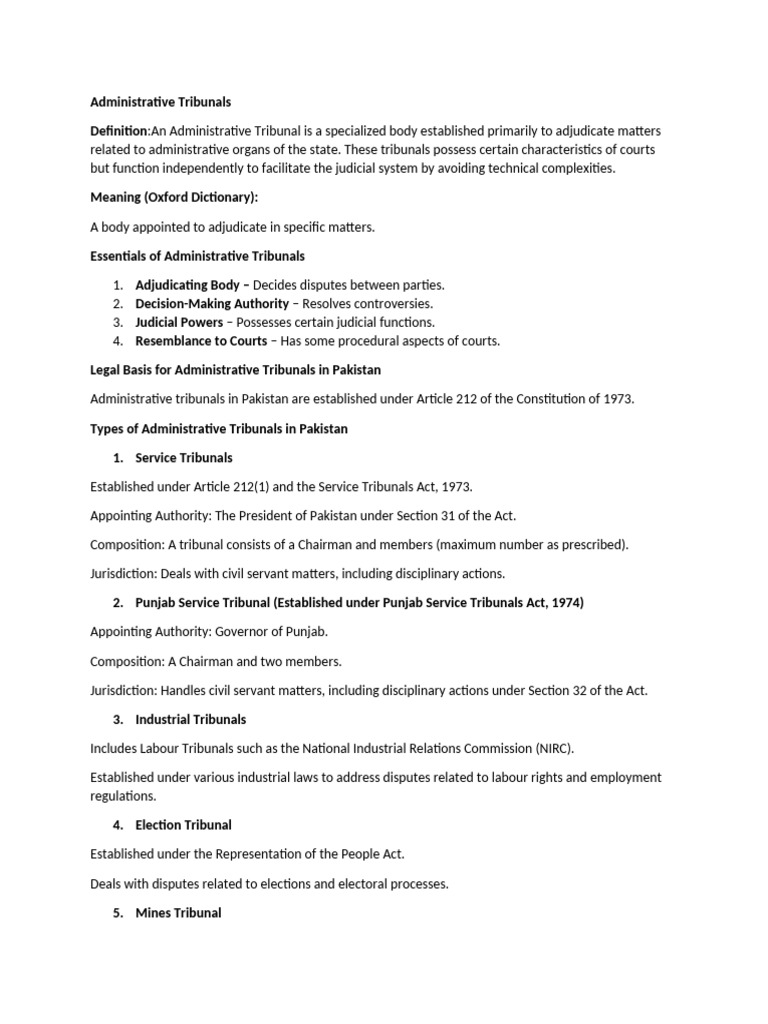 Overview of Administrative Tribunals in Pakistan | PDF | Tribunal ...