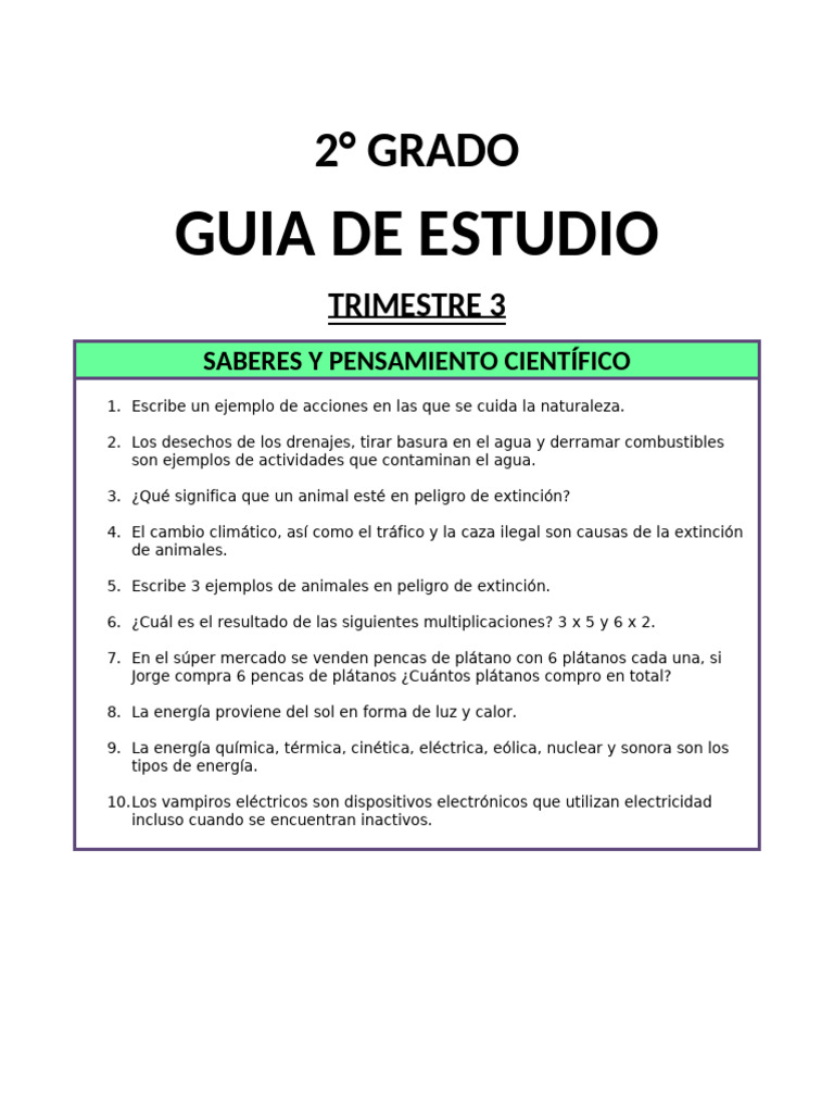 Guía de Estudio 2° Grado: Ciencias y Ética | PDF | Agua | Clima
