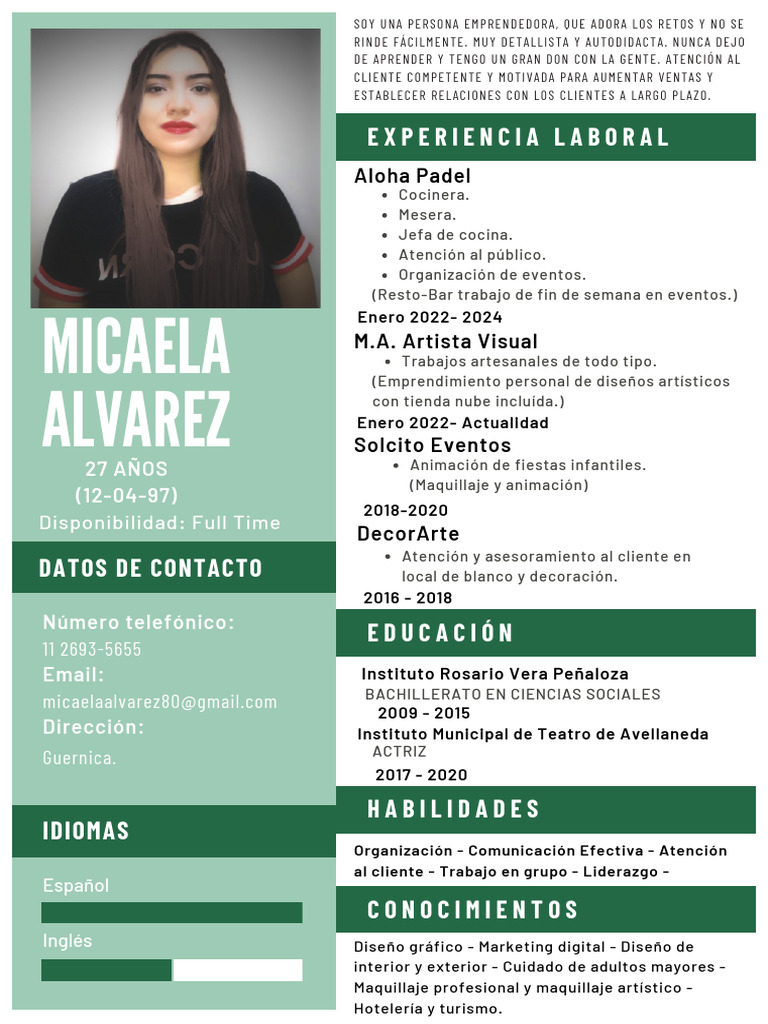 Micaela Alvarez CV | PDF