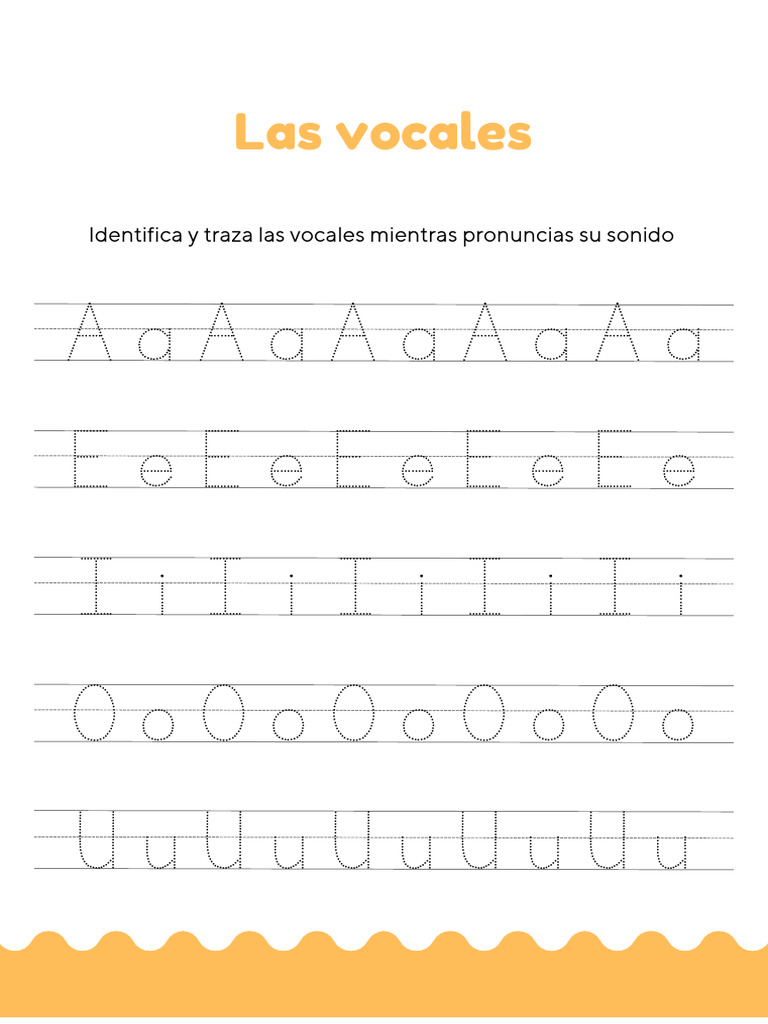 Hoja de Trabajo Las Vocales Simple Amarillo | PDF