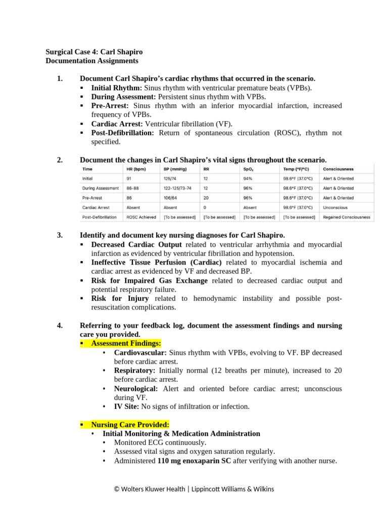 Cardiac Management for Carl Shapiro | PDF | Cardiac Arrest | Cardiopulmonary Resuscitation