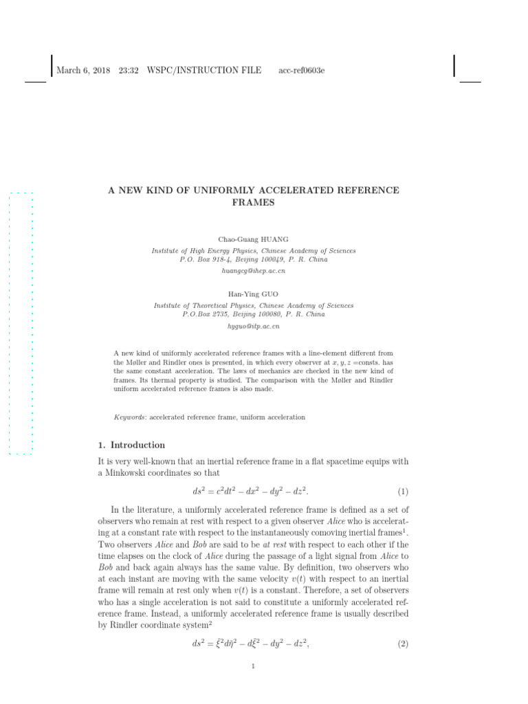 A New Kind of Uniformly Accelerated Reference | PDF | Event Horizon ...