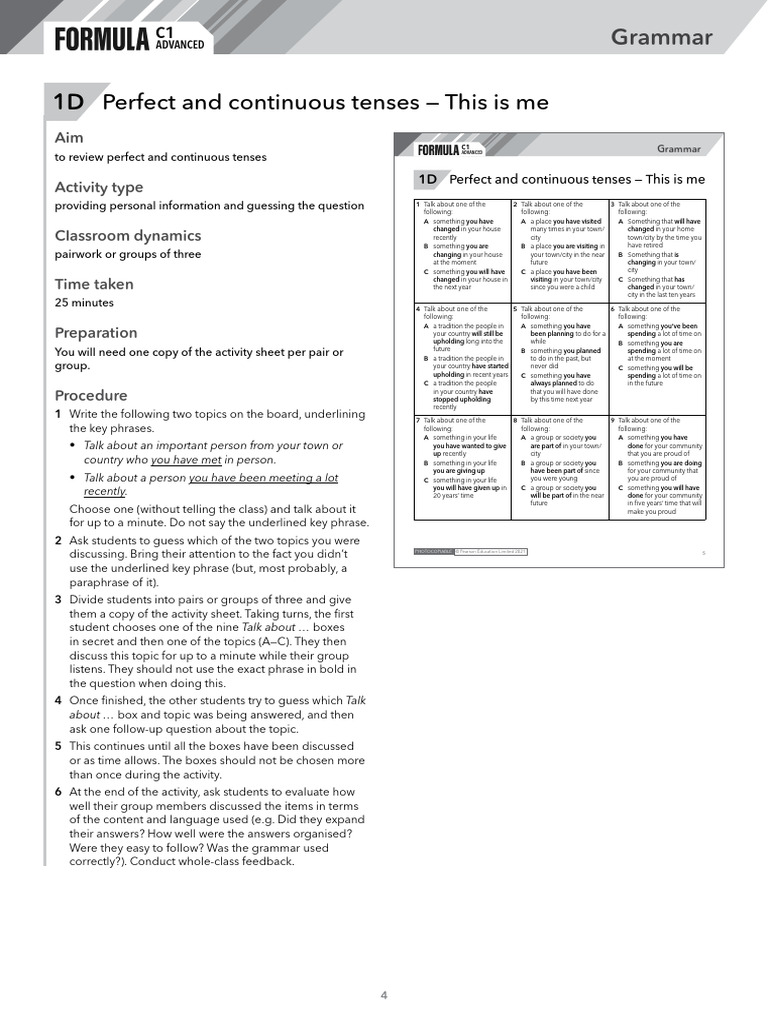 FORM C1 Photocopiables TNs 1D | PDF | Linguistics