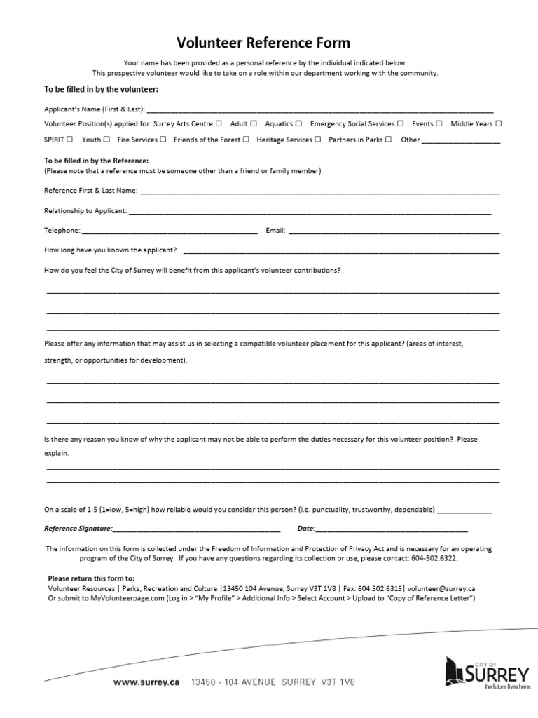 Volunteer Reference Forms | PDF
