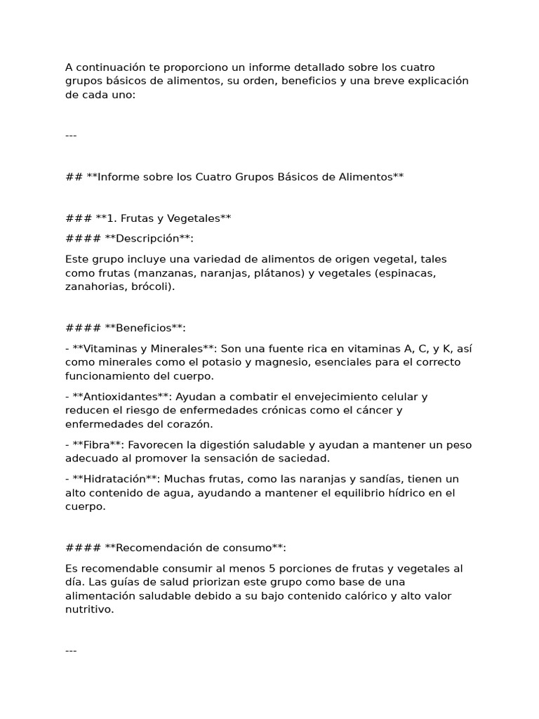 Grupos Básicos de Alimentos y Beneficios | PDF | Productos lácteos | Fruta